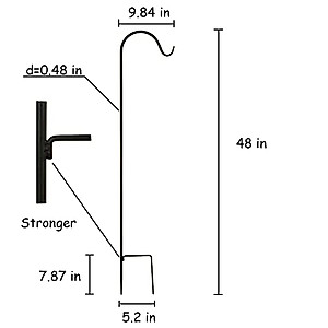 YELOKIE Premium Shepherds Hook 48 Inch, Integral Forming Manufacturing, Rust Resistant Steel Hook Ideal for Use at Weddings, Hanging Plant Baskets, Solar Lights, Lanterns, Bird Feeders, Set of 4