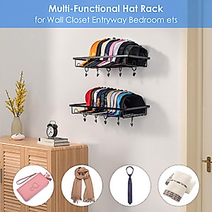 Forzacx Hat Stand for Baseball Caps Display and Organizer 2 Pack, Holds Up to 50 Caps, Space-Efficient, Exquisite and durable, Stylish Decor Piece for Closet, Bedroom, Dresser (Black)