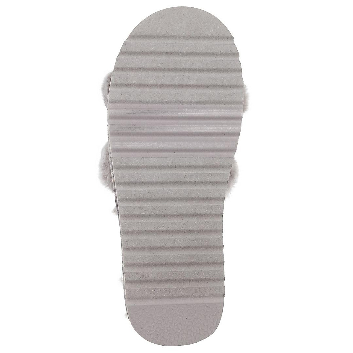 Juicy Couture Women's Luxe Faux Fur Slide Slippers with Embellished Strap, Cozy Indoor/Outdoor Fuzzy Slip-On Sandals, Halo - Grey, Size 9