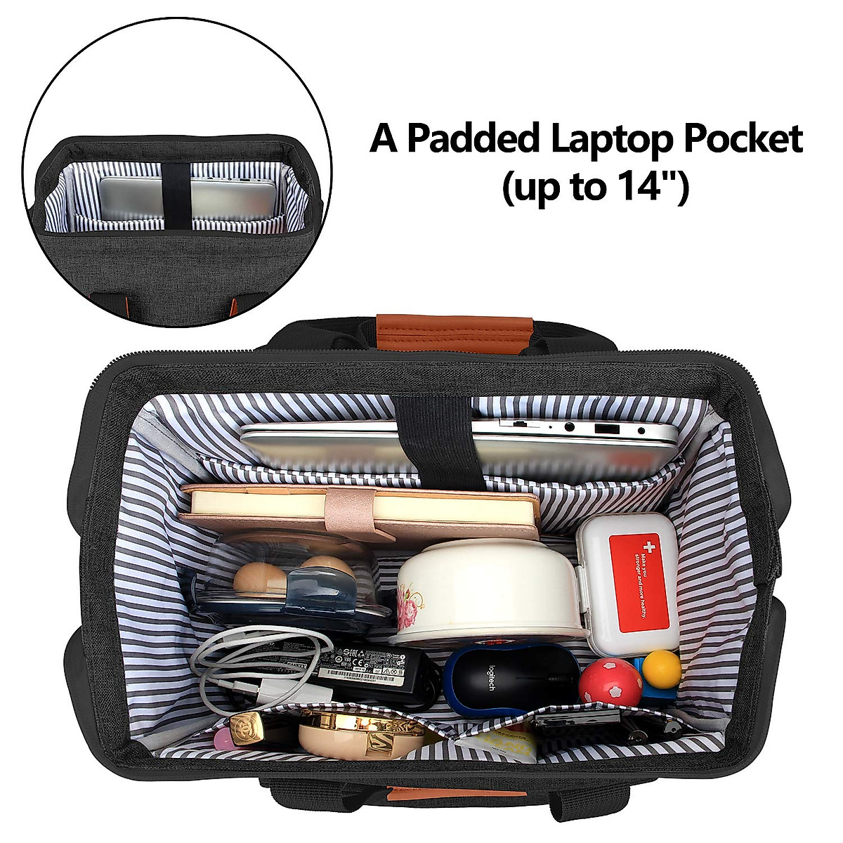 LUXJA Breast Pump Bag with Compartments for Cooler Bag and Laptop, Breast Pump Backpack with 2 Options for Wearing (Fits Most Major Breast Pump, Suitable for Working Mothers), Black