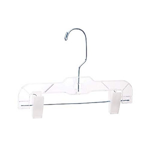 NAHANCO 610PCLH Plastic Children’s, Baby Skirt Slack Hanger, Heavy Duty with Plastic Clips, Clear (Pack of 100)