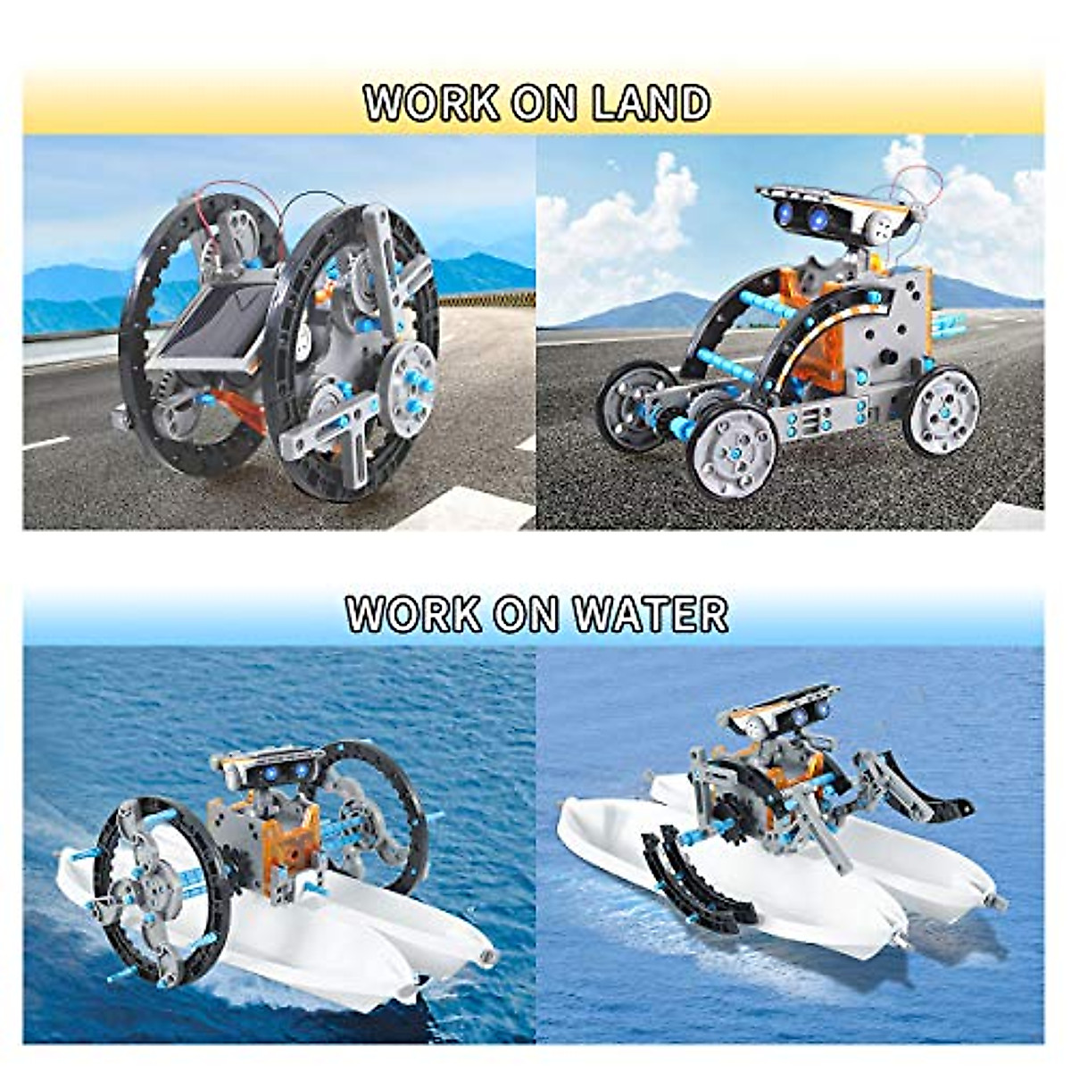 CUDNY Robot Kit 12-in-1 Science STEM Solar Robot Kit Toys for Kids - 190 Pieces DIY Building Science Experiment Kit for Kids Aged 8-10 and Older, Educational DIY Assembly Kit with Solar Powered