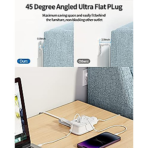 USB C Travel Power Strip, NTONPOWER Flat Plug Power Strip with 3ft Wrapped Around Extension Cord, 2 Outlets 3 USB Ports(1 USB-C) Cruise Ship Approved, Compact for Hotel, Travel Essentials Must Have