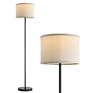 Oneach 61" Farmhouse Industrial Floor Lamp for Living Room Standing Floor Lamp Rustic Floor Lamps for Living Room Bedroom Tall Lamps with Rotary Switch for Bedroom with Natural Linen Lamp Shade