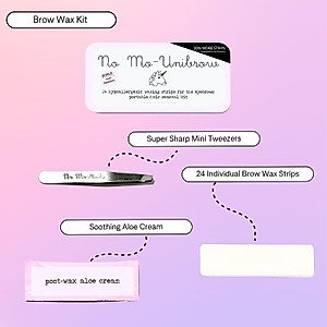 No Mo-Unibrow hair removal waxing kit: wax strips and mini tweezers for the face and brows, 24 individual strips. AS SEEN ON SHARK TANK!