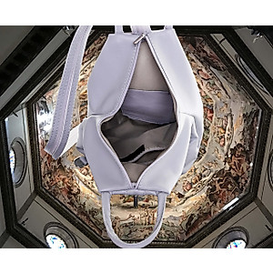 PRIMO SACCHI Italian Soft Leather Dark Taupe Tan Top Handle Shoulder Bag Rucksack Backpack Purse