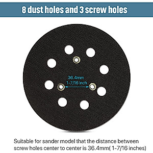 Mudder 5 Inch 8 Hole Sander Hook and Loop Replacement Sanding Pad Round Replacement Sander Pad Compatible with Makita BO5031K, BO5041K, BO5010, BO5030K (Blue)