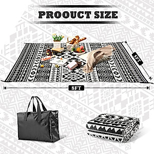 Loninak Outdoor Rug Carpet, Plastic Straw Rug, Waterproof Outdoor Rugs, Patio Rug for RV, Trailer, Beach Camping, Backyard, Deck, 4 Stakes and Carry Bag Included, 5' x 8'