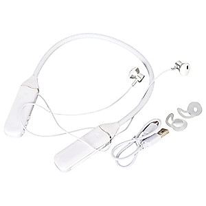 Yunseity Bluetooth 5.3 Neckband Headphones, LED Power Display Wireless Earbuds, Long Playtime in Ear Earphone Stereo Bass Headset with RGB Backligh for Sports Music Conference (White)
