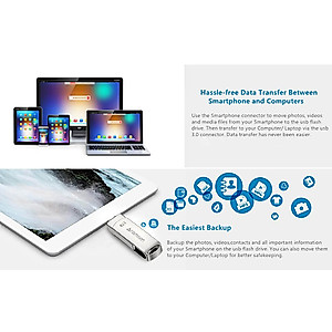 Aramsen Flash Drive 1TB iPhone Photo Stick, USB 3.0 Flash Drive Photo Stick Memory Stick External Storage for iPhone/iPad/Android/PC（Silver