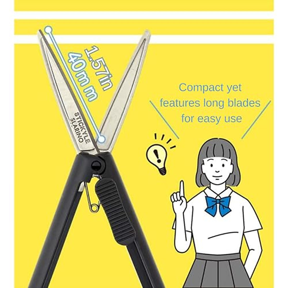 SUN-STAR Slarino Travel Ready Compact Scissors - Pocket Sized & Portable, Light Green S3720012 (Authentic Hologram for US and EU Only)