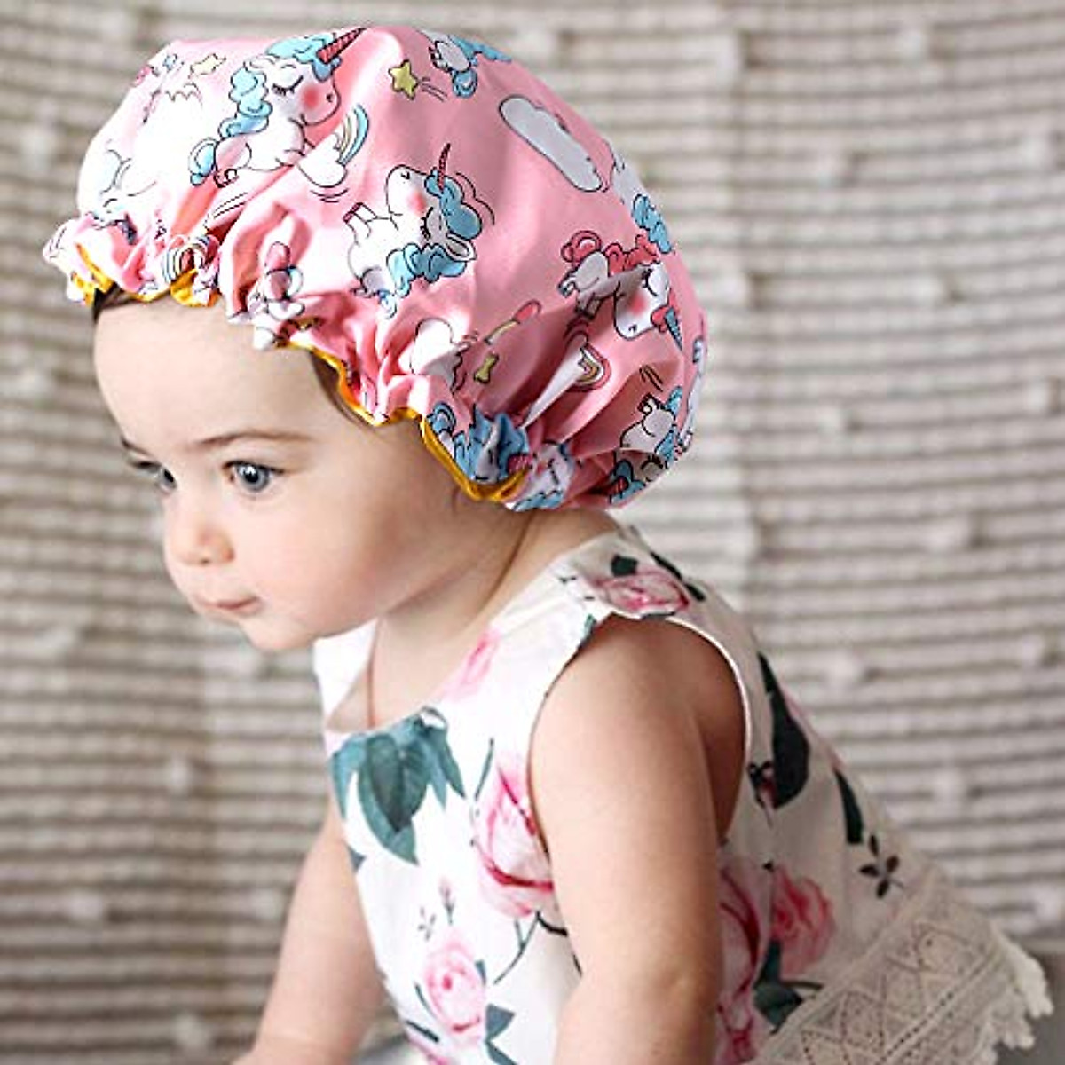 3 Pieces Kids Unicorn Satin Bonnet Adjustable Sleeping Cap Soft Silk Flower Night Hats for Natural Hair Teens Toddler Child Baby Reversible Double