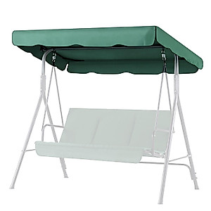 Flexzion Swing Canopy Cover (Green) 77"x43" - Deluxe Polyester Top Replacement UV Block Sun Shade Waterproof Decor for Outdoor Garden Patio Yard Park Porch Seat Furniture