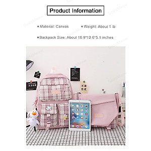 SodaMeow Kawaii Backpack with Pins and Accessories Kawaii Backpack Set Cute Aesthetic Backpack Kawaii Work Supplies (Purple)