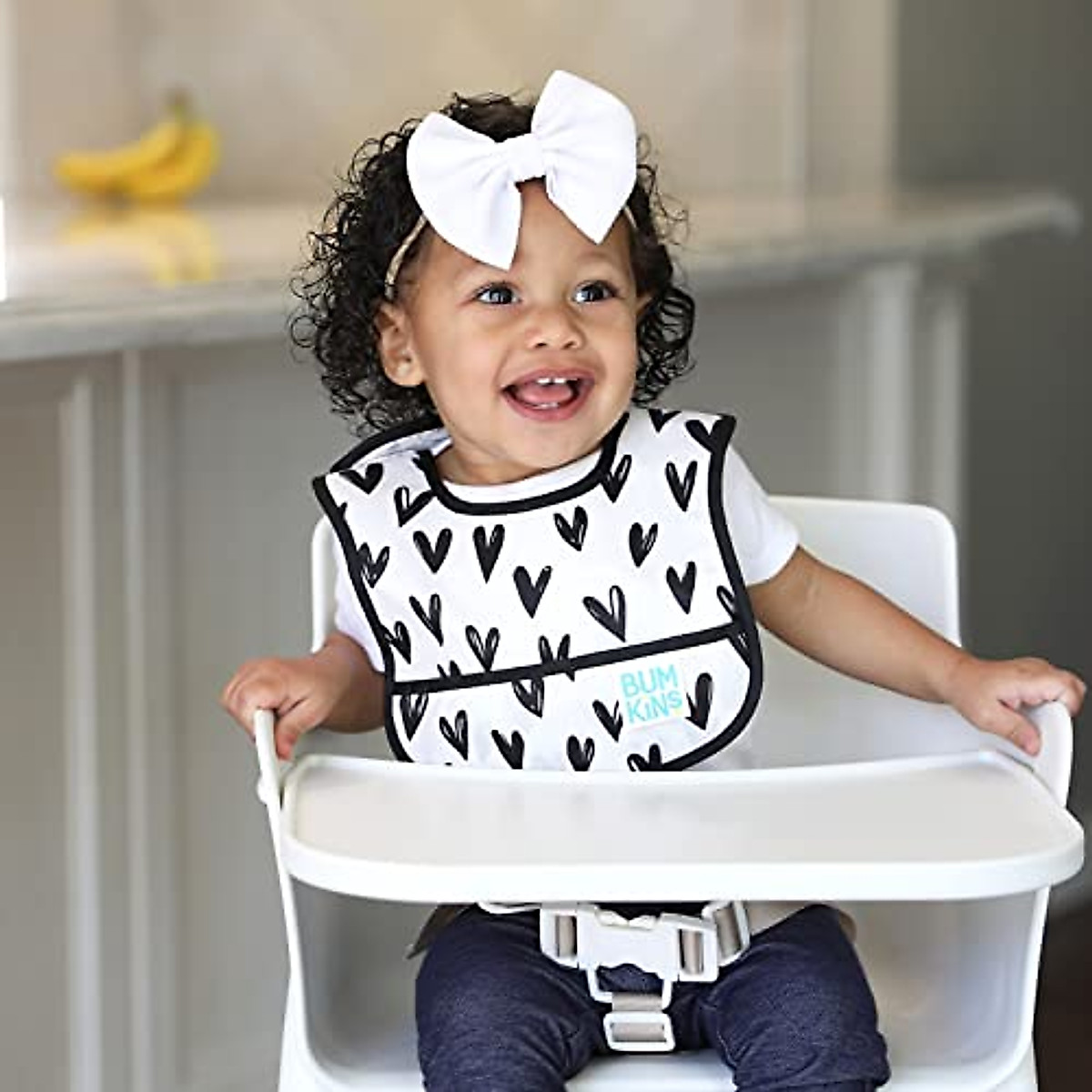 Bumkins Starter Bib, Baby Bib Infant, Waterproof Fabric, Fits Infants and Babies 3-9 Months â€“ Hearts & XOXO (2-Pack)