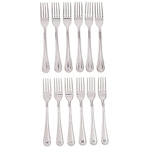 Winco 12-Piece Dots Dinner Fork Set, 18-0 Stainless Steel,Silver
