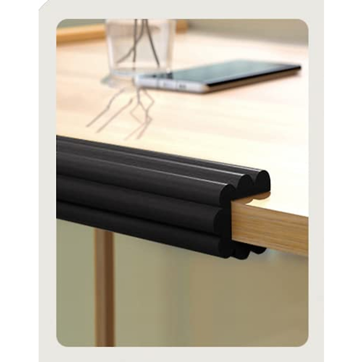 Soft Extra-Wide Edge Protector for Baby with 3M Strong Adhesive Double Sided pre-Taped,(12.5ft,Black) Baby proofing Safety Guards Proof Foam Padding for Sharp Edges, Table, Desk, Furniture