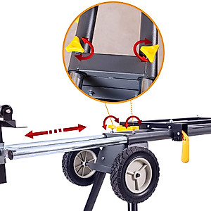 Deluxe Heavy Duty Rolling Miter Saw Stand with 8 in Wheels 330 Lbs Load Capacity Black and Grey Single Pack WK-MS029E-2