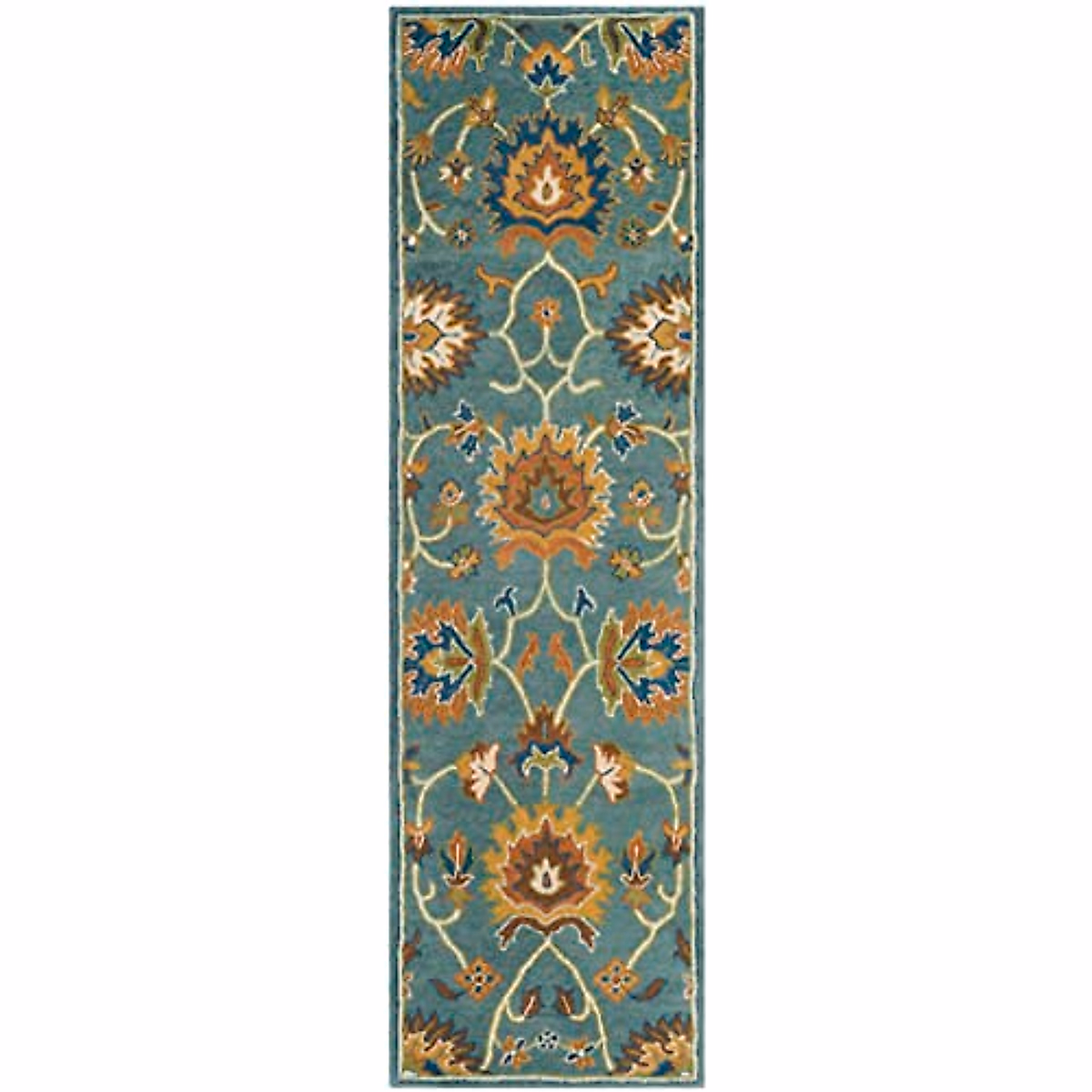 SAFAVIEH Heritage Collection Runner Rug - 2'3" x 12', Light Blue, Handmade Traditional Oriental Wool, Ideal for High Traffic Areas in Living Room, Bedroom (HG651A)