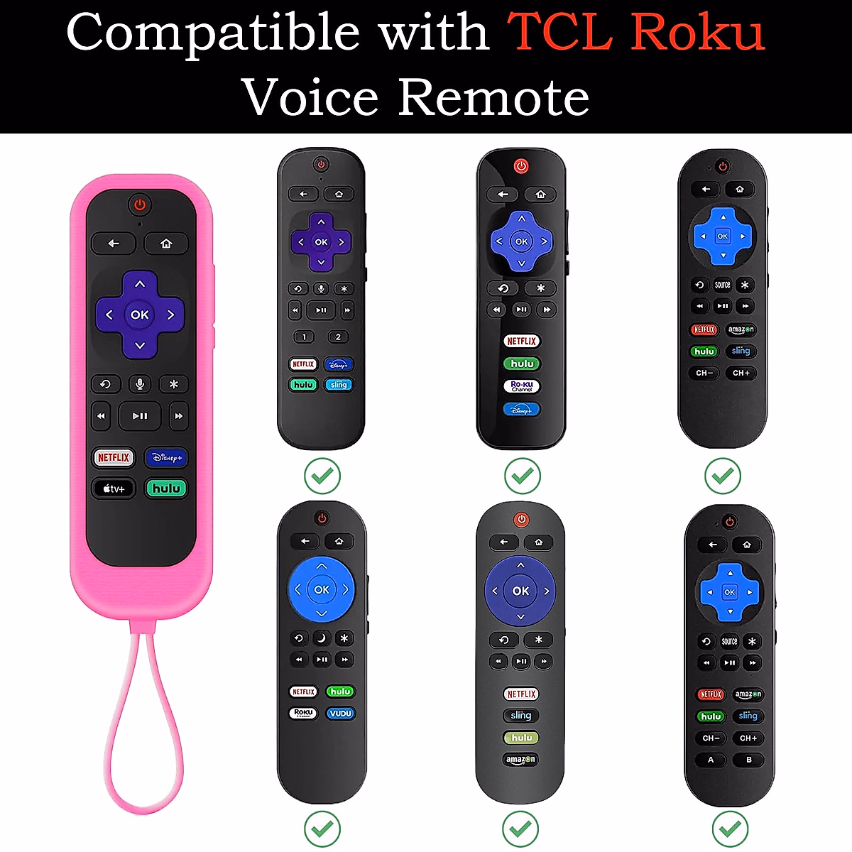 3Pack Silicone Protective Controller Sleeve for Roku | onn Roku TV Remote Cover | TCL Roku Remote Case Universal for Roku Express 4K+ 2021 | Hisense Roku (Glow Purple&Glow Green&Rose Red)