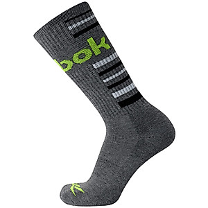 Reebok Men's Crew Socks - 10 Pack Mid-Calf Performance Cushion Comfort Crew Socks - Athletic Socks for Men (6-12.5), Size 6-12.5, Grey Assorted