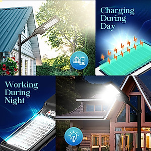 Lovus 500W Solar LED Street Light, 6000k Outdoor Solar Flood Security Lighting Dusk to Dawn with Motion Sensor, IP65 Waterproof, Wall or Pole Mount for Parking Lot, Home, ST80-078