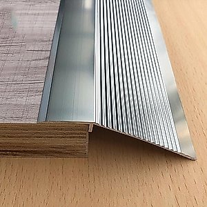 EMISOO Transition Strip for Uneven Floor, 36in Entry Threshold Strip, Carpet/Tile/Door Edge Trim, 4in W Floor Seam Cover Strips, Aluminum, Cuttable (Color : Silver)