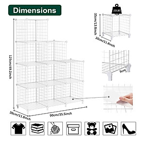 AWTATOS Wire Cube Storage Organizer, Closet Organizers and Storage, Metal 9 Cube Storage Shelves Bookshelf, Portable Closet Clothes Organizer for Bedroom, Home, Office, White