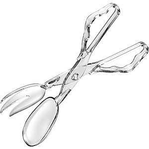 Pack of 4 11-Inch Clear Plastic Scissor Salad Tongs - Premium, Heavy-Duty, Reusable Serving Utensils for Catering, Cooking, Buffets, Party Supplies, and Weddings, Dishwasher Safe