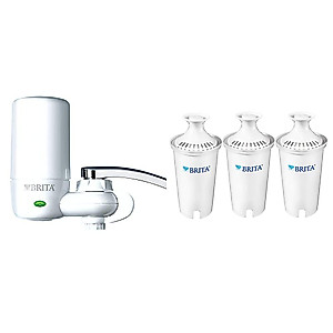 Brita Water Filter for Sink Complete Faucet Mount Water Filtration System + Brita Standard Water Filter Replacements