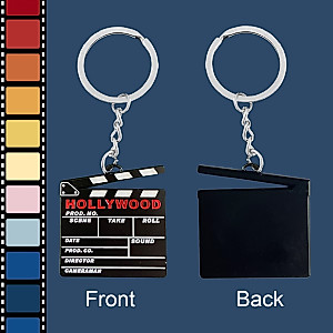 Sunwel Fashion 2 Pack Hollywood Keyring Film Cut Action Scene Board Clapboard for Women Men