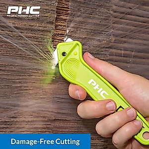Pacific Handy Cutter EZR Concealed Blade Safety Cutter with Replaceable Blade and Tape Splitter, Safe and Efficient Cutting for Stretch Wrap, Cardboard, Tape, Zip Ties, Plastic Straps, and more.