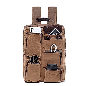 TSD Brand Ridge Valley Canvas Backpack (Camel)