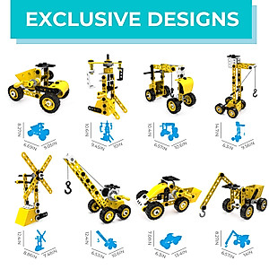 STEM Toys Kids Building Toys – 100 Piece 8-in-1 DIY Learning Construction Toy Set, Educational Kids Building Toys for Boys and Girls Mechanical Engineering Gifts Sets for Ages 5 6 7 8 9 + Years Old