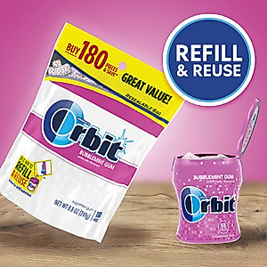 ORBIT Bubblemint Sugar Free Chewing Gum Bulk Pack, 2 Pack - 180 Piece Bag & 2 Pack - 55 Piece Bottle