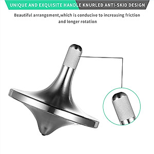 CHEETOP Stainless Steel Spinning Top, Premium Exquisite Perfect Balance Well Made Metal Desk EDC Little Fidget Toy, Spin Long Time Over 6 Minutes, Great Value (Silver,Medium Diameter 29mm)