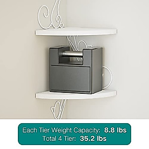 Alsonerbay 4 Tier Floating Shelves, Wall Mounted Corner Shelf, Rustic Storage Wood Shelf for Wall, Solid Wooden Shelving Cat Shaped Decor for Living Room, Bedroom, Kitchen, White