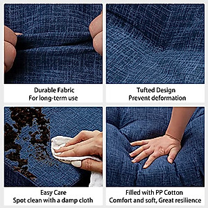 MAGPIE FABRICS Patio Bench Cushion 45"x18", Indoor/Outdoor Non-Slip Water Resistant Long Seat Pads, Tufted Loveseat Cushion for Swing, Settee, Window, Garden, Wicker, Front Porch (Navy Blue Textured)