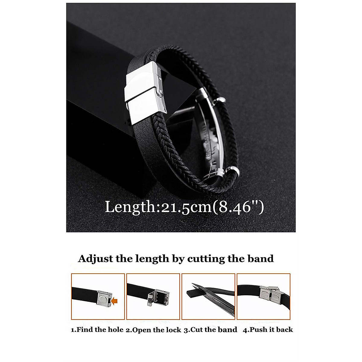 Personalized AA NA Sobriety Gifts for Women Men,Stainless Steel Leather Narcotics Alcoholics Anonymous Addiction Bracelets Bangle,Inspired One Day At A Time Sober Recovery Jewelry for Her Him