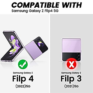 X-FOUR Compatible with Galaxy Z Flip 4 Case with [ Card Slot ] [ Hinge Protection ] for Samsung Galaxy Z Flip 4 5G Case with Card Holder Hard PC Shockproof Protective Cover - Neon Pink