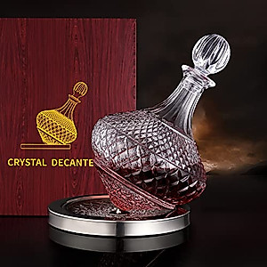 paysky spinning wine decanter with stopper, 50 oz red wine decanter crystal and gift box, for wedding gift, birthday, helovers'day, christmas day.
