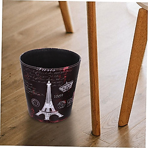 WHAMVOX Garbage Can Waste Paper Basket Metal Trash Can with Lid Decorative Trash Can Rubbish Bin 13 Gallon Trash Can Out The Office Decor Household Trash Can Eiffel Tower Desk Leather