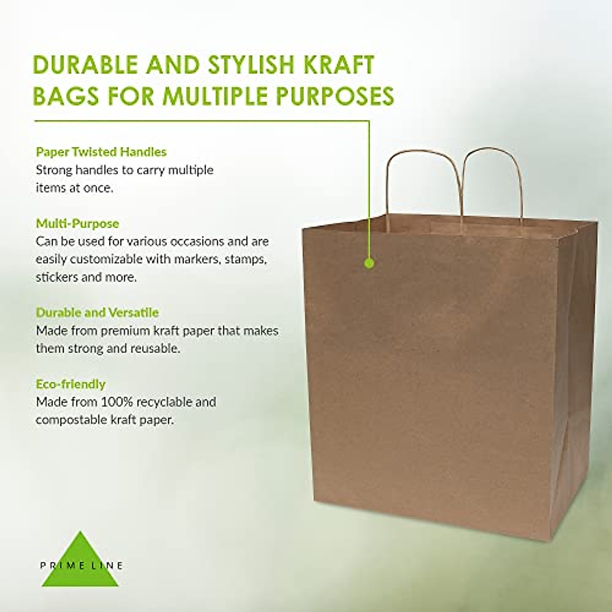 Shopping Bags for Boutique - 14x10x16.5 Inch 50 Pack Kraft Paper Bags, Large Brown Paper Bags with Handles, Small Business, Retail, Merchandise Bags, Restaurant Supplies, Takeout, Delivery Bags, Bulk