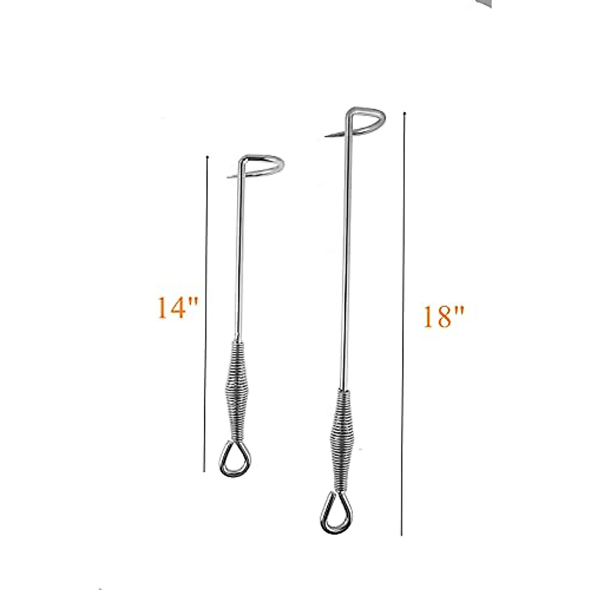 AJinTeby Food Flipper Hooks, Stainless Steel BBQ Turner Hooks Flips Meat Steak or Fish - 18-inch and 14-inch Meat Hooks Flipper