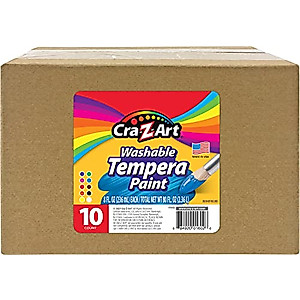 Cra-Z-Art Washable Tempera Paint Bulk Pack 10ct, Assorted Colors 8oz each bottle