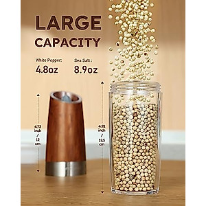 𝐔𝐩𝐠𝐫𝐚𝐝𝐞𝐝 𝟗𝐨𝐳 𝐗𝐋 𝐂𝐚𝐩𝐚𝐜𝐢𝐭𝐲 Sangcon Gravity Electric Salt and Pepper Grinder Set Battery Powered Refillable Automatic Operation Adjustable Coarseness Mill Grinder Shakers Set