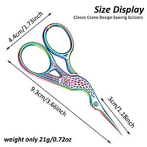 10 Pcs Stork Scissors Embroidery Scissors Bulk 3.6 Inch Stainless Steel Small Craft Scissors Rainbow Cross Stitch Sewing Crochet Scissors DIY Tools Dressmaker Scissors