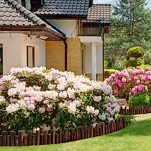 Worth Garden Log Rolls Wooden Short Fence Border - 6.5 in. H x 47 in. L Burnt Wood Finish Outdoor Garden Lawn Landscape Edging Flexible Decorative Heavy-Duty Tree Fence Border - Yard Maintenance