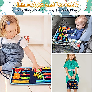 Montessori Toys Busy Board for Toddlers - Sensory Board for Learning Fine Motor Skills, Toddler Travel Toy for Airplane and Car, Preschool Busy Book, Educational Toys for Kids Ages 3 4 5 Year Old