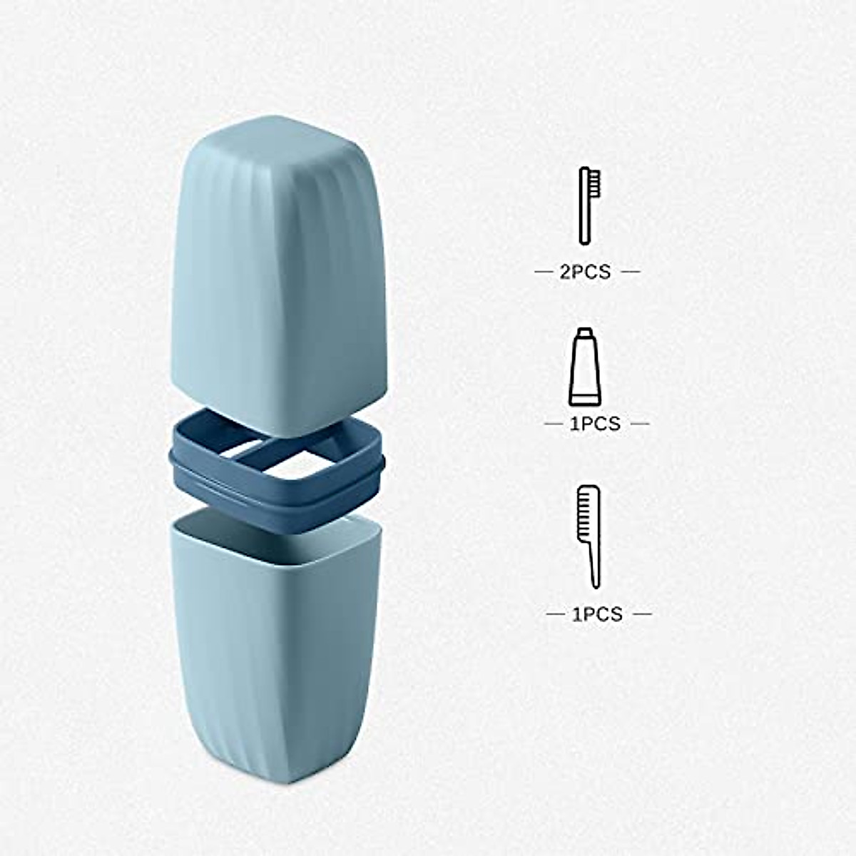 Toothbrush Travel Case Multifunction Toothbrush Holder and Cup Easy Carrying for Trip, Camping Or Daily Use (Light Blue)